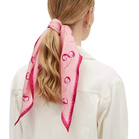 Coach | Accessories | Coach Airbrushed Silk Diamond Scarf Cherry | Poshmark